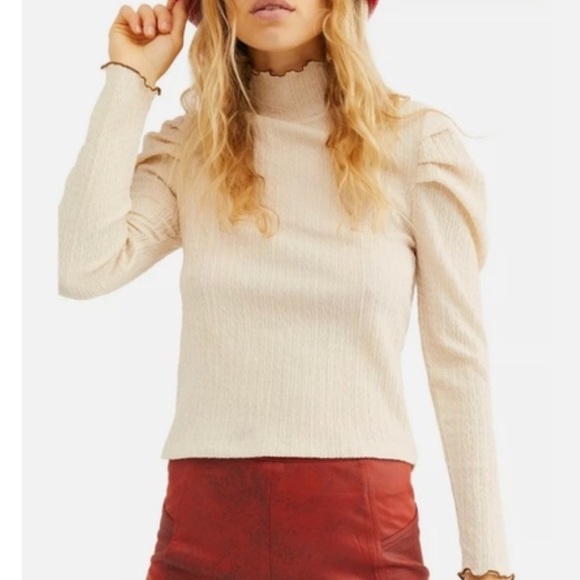 Free People Tops Free People Ela Lettuce Trim Turtleneck Mock Neck